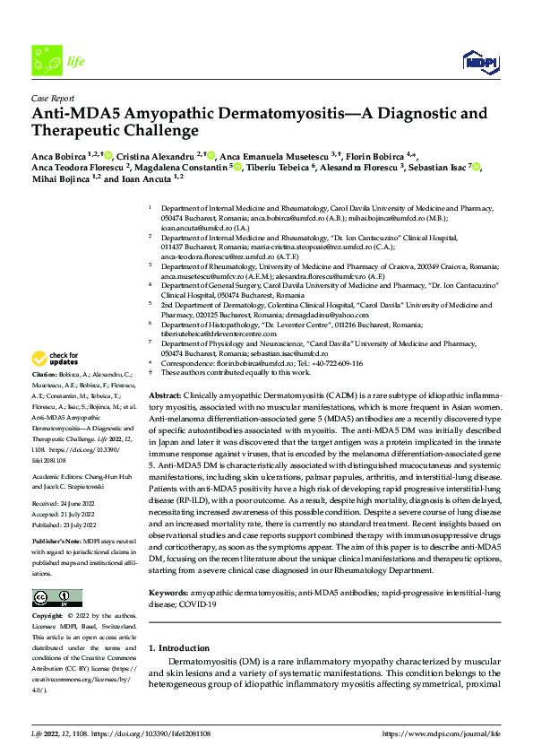 (PDF) Anti-MDA5 Amyopathic Dermatomyositis—A Diagnostic and Therapeutic ...