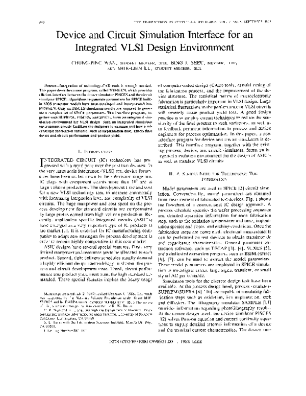 Pdf Device And Circuit Simulation Interface For An Integrated Vlsi