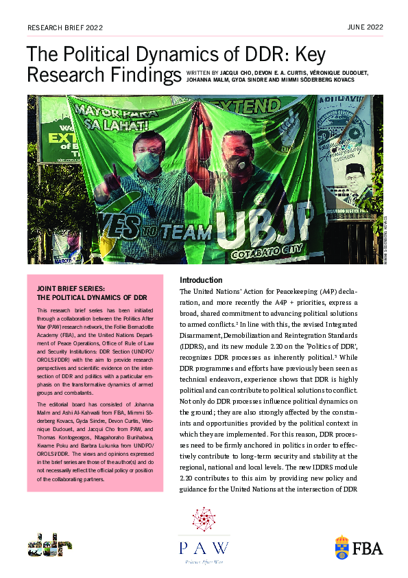 (PDF) The Political Dynamics of DDR: Key Research Findings