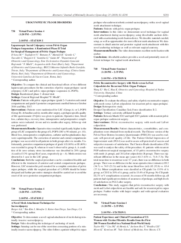 Pdf Laparoscopic Sacral Colpopexy Versus Pelvic Organ Prolapse