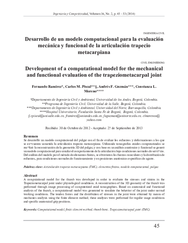 (PDF) Development of a computational model for the mechanical and functional evaluation of the ...