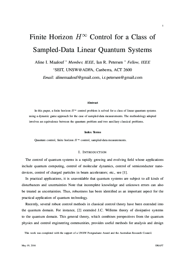 Pdf Finite Horizonh∞control For A Class Of Sampled Data Linear