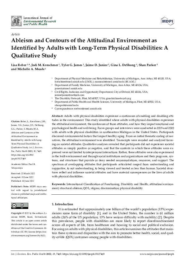 (PDF) Ableism and Contours of the Attitudinal Environment as Identified ...