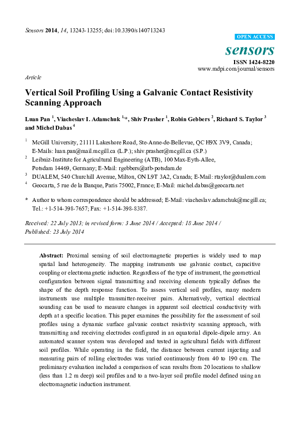 (PDF) Article Vertical Soil Profiling Using a Galvanic Contact Resistivity Scanning Approach