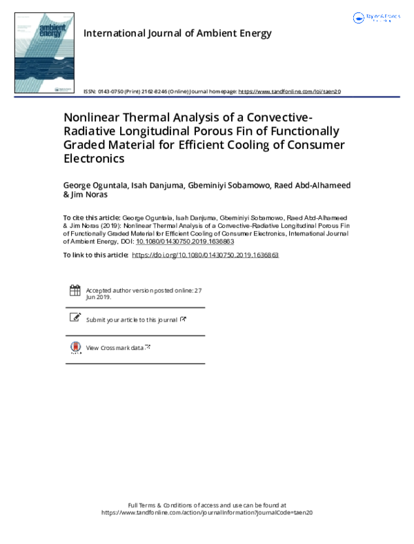 Pdf Nonlinear Thermal Analysis Of A Convective Radiative Longitudinal Porous Fin Of