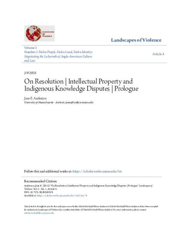(PDF) On Resolution | Intellectual Property and Indigenous Knowledge ...