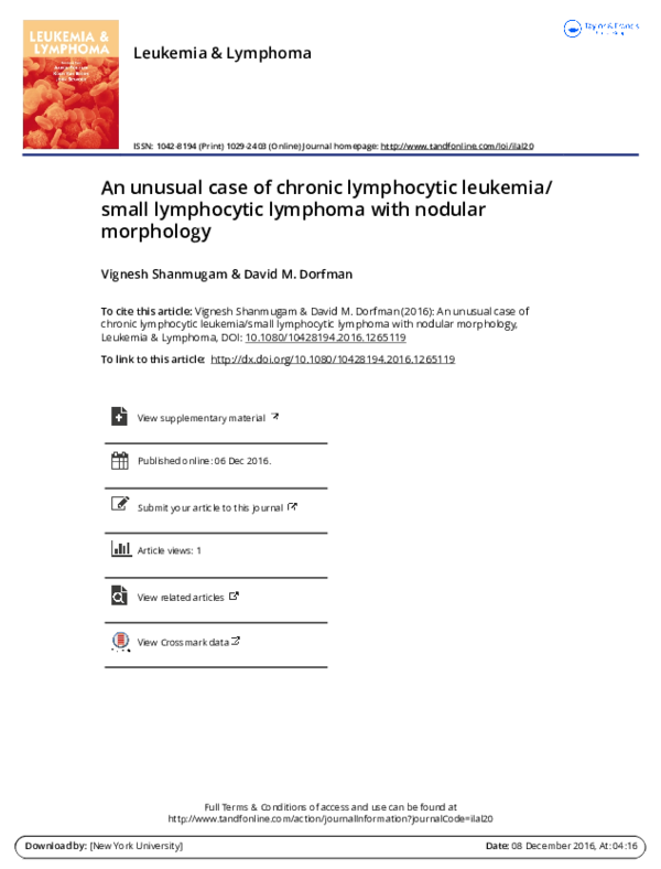 (PDF) An unusual case of chronic lymphocytic leukemia/small lymphocytic ...
