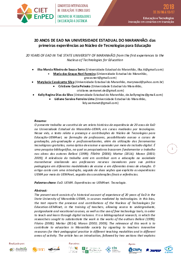 (PDF) 20 Anos De Ead Na Universidade Estadual Do Maranhão