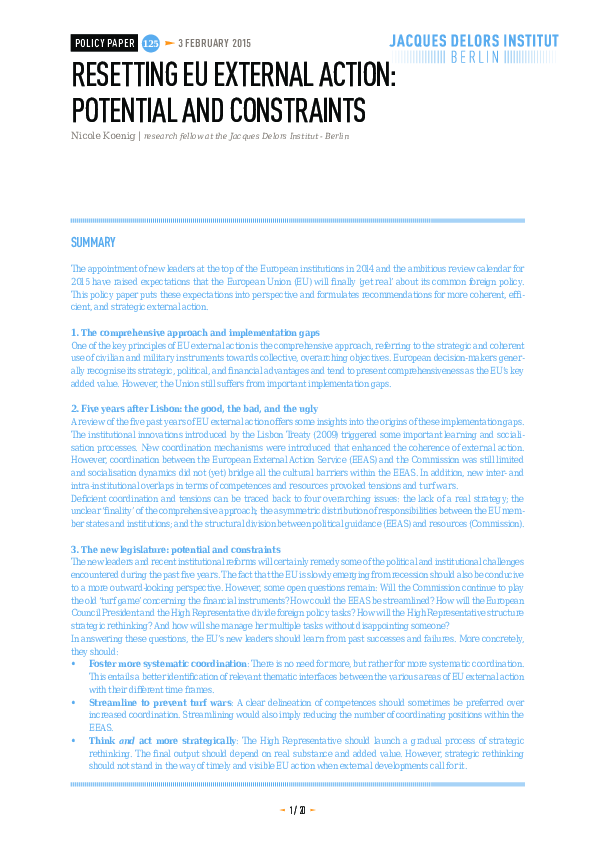 (PDF) Resetting Eu External Action: Potential and Constraints