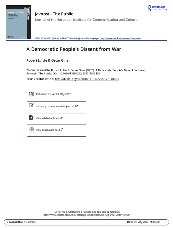(PDF) A Democratic People’s Dissent from War