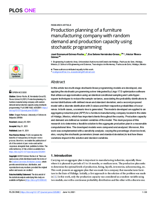 (PDF) Production planning of a furniture manufacturing company with random demand and production ...