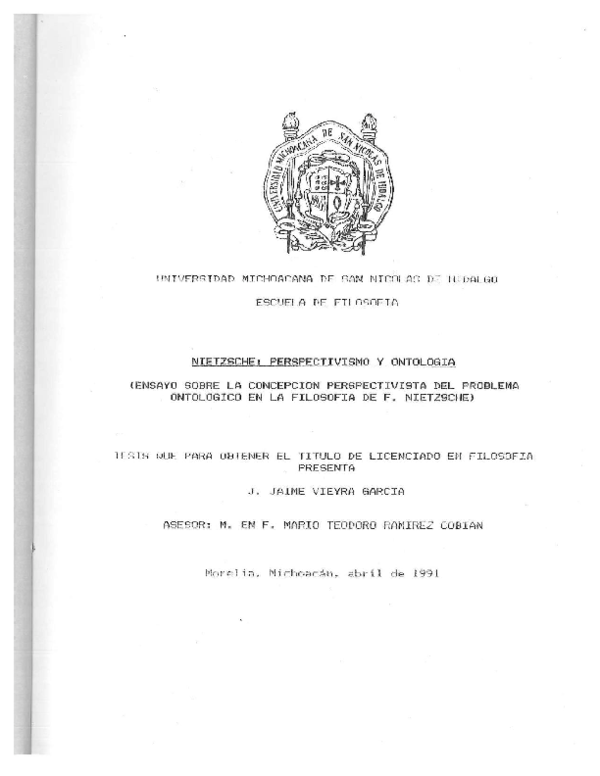 (PDF) Nietzsche: perspectivismo y ontología