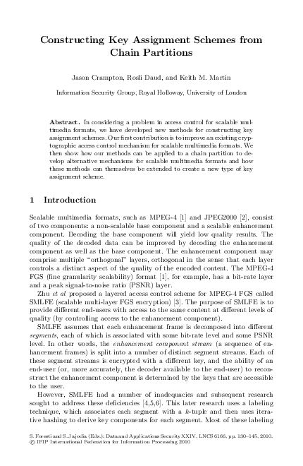 (PDF) Constructing Key Assignment Schemes from Chain Partitions
