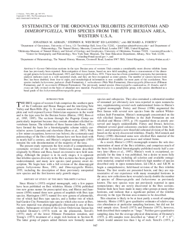 (PDF) Systematics of the Ordovician Trilobites Ischyrotoma and ...