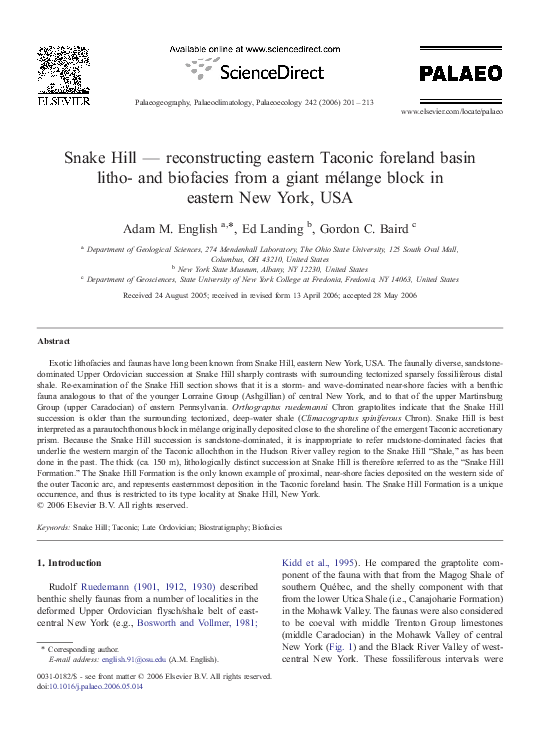 (PDF) Snake Hill — reconstructing eastern Taconic foreland basin litho ...
