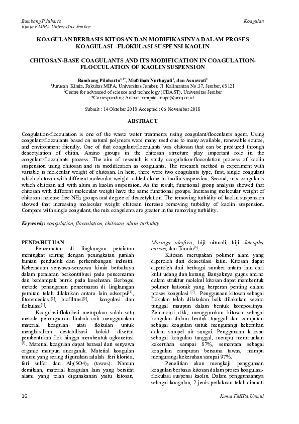 (PDF) Koagulan Berbasis Kitosan dan Modifikasinya Dalam Proses ...