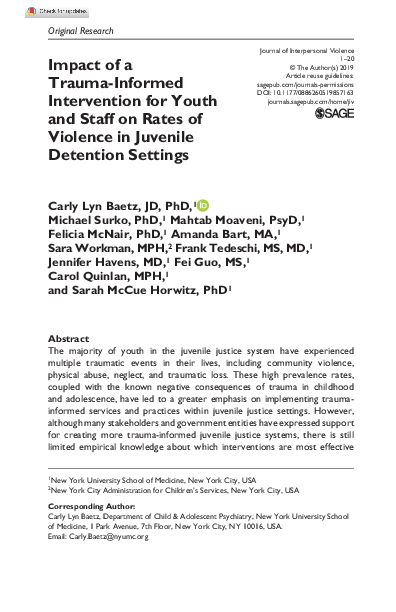 (PDF) Impact of a Trauma-Informed Intervention for Youth and Staff on ...
