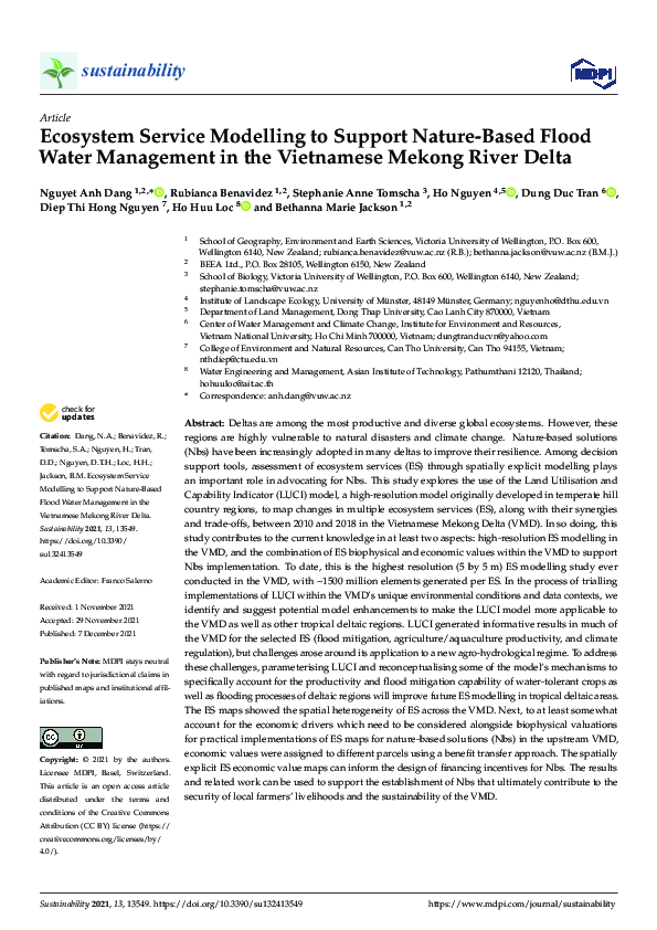 (PDF) Ecosystem Service Modelling to Support Nature-Based Flood Water ...