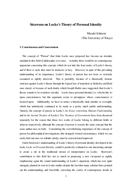 (PDF) Strawson on Locke's Theory of Personal Identity