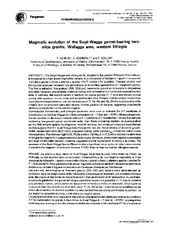 (PDF) Magmatic evolution of the suqii-wagga garnet-bearing two-mica ...