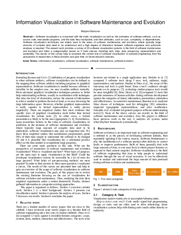 (PDF) Information Visualization in Software Maintenance and Evolution
