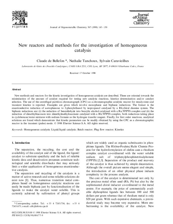 (PDF) New reactors and methods for the investigation of homogeneous ...