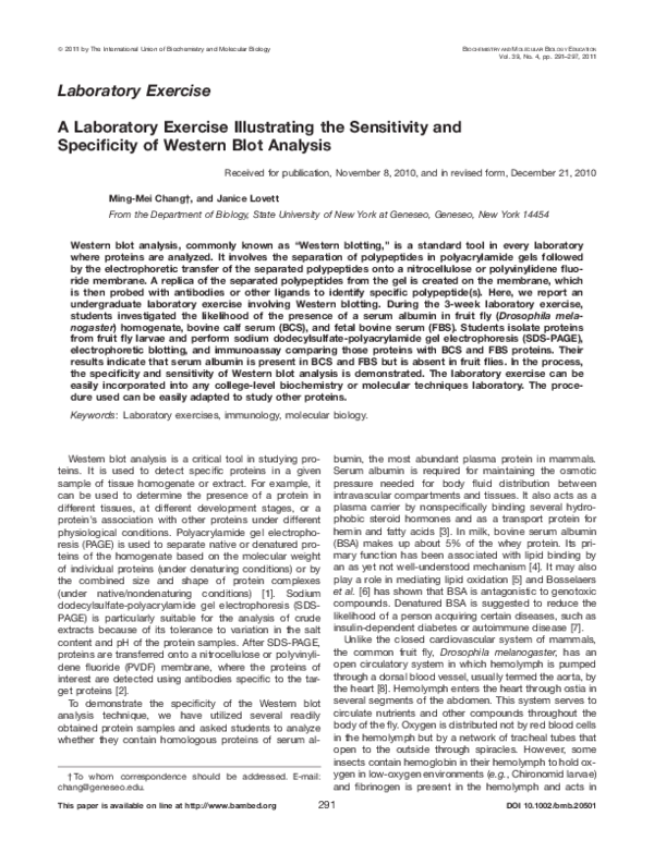 (PDF) A laboratory exercise illustrating the sensitivity and ...
