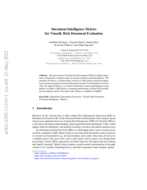(PDF) Document Intelligence Metrics for Visually Rich Document Evaluation
