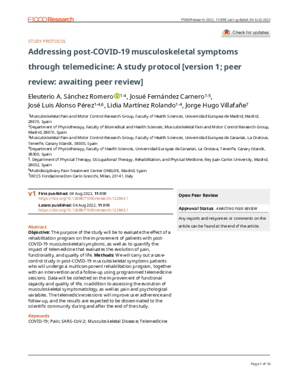 (PDF) Addressing post-COVID-19 musculoskeletal symptoms through ...