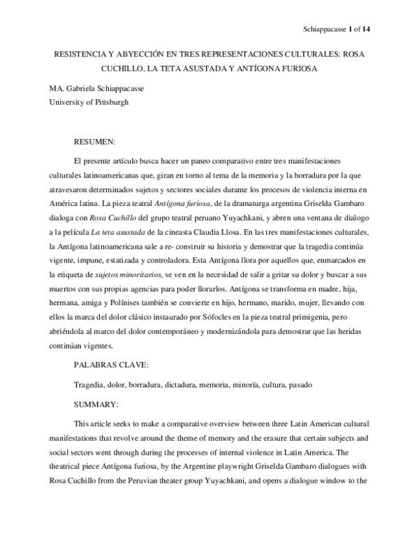 (PDF) RESISTENCIA Y ABYECCIÓN EN TRES REPRESENTACIONES CULTURALES: ROSA ...