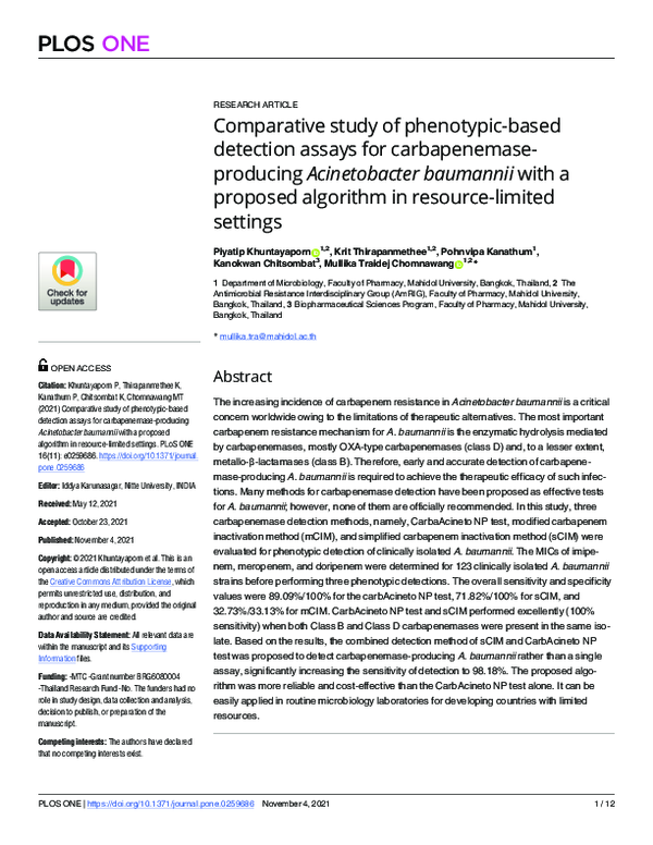 (PDF) Comparative study of phenotypic-based detection assays for ...