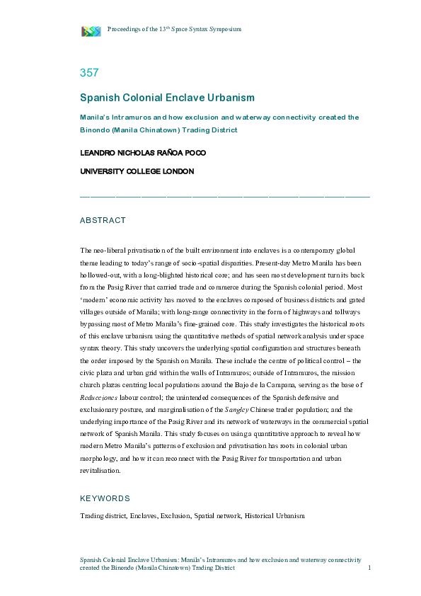 (PDF) Spanish Colonial Enclave Urbanism: Manila’s Intramuros and how ...