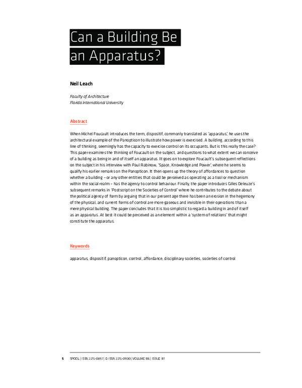 (PDF) Can a Building Be an Apparatus?