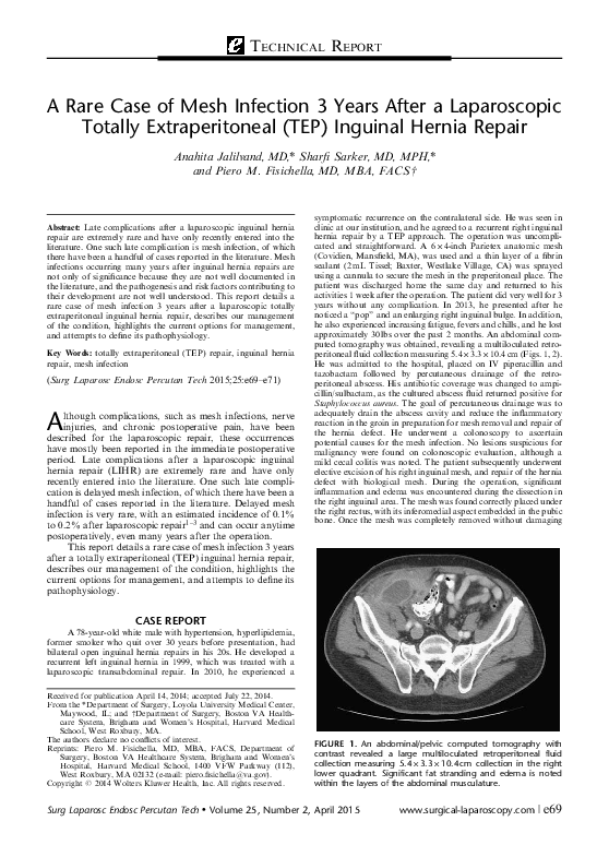 (PDF) A Rare Case of Mesh Infection 3 Years After a Laparoscopic ...