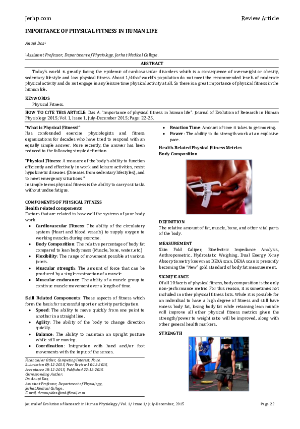 (PDF) Importance of Physical Fitness in Human Life