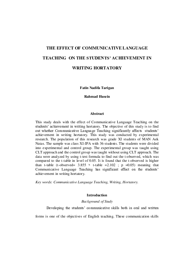 (PDF) The Effect of Communicative Language Teaching on the Students ...