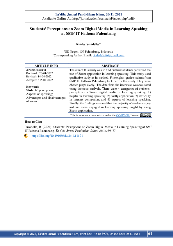 (PDF) Students’ Perceptions on Zoom Digital Media in Learning Speaking ...