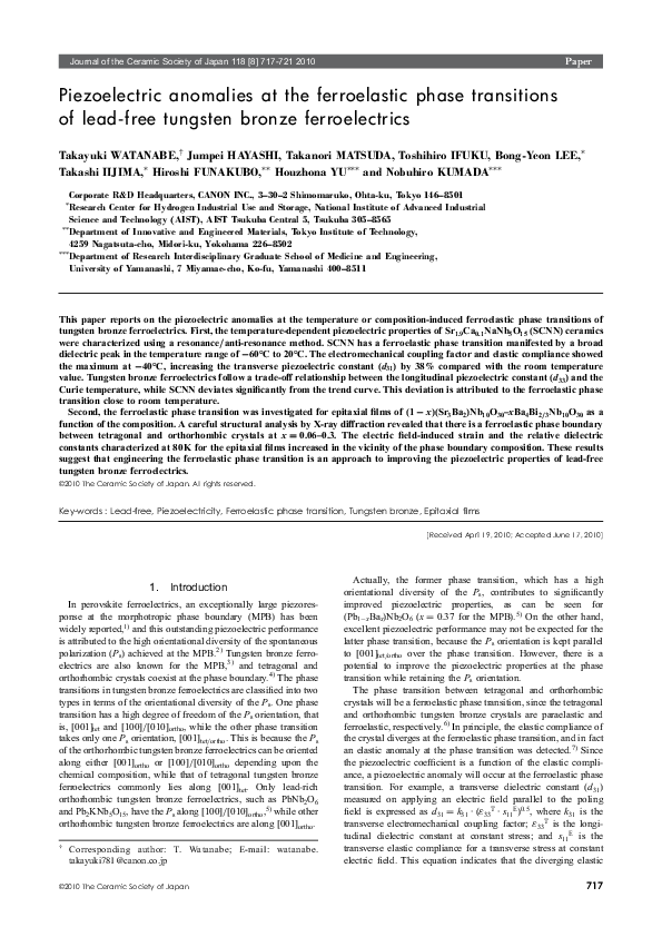 (PDF) Piezoelectric anomalies at the ferroelastic phase transitions of lead-free tungsten bronze ...