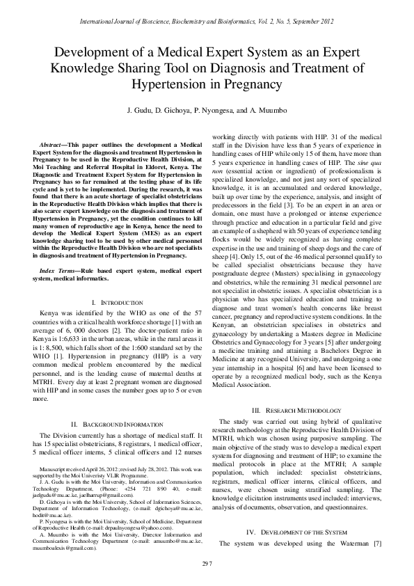 (PDF) Development of a Medical Expert System as an ExpertKnowledge ...