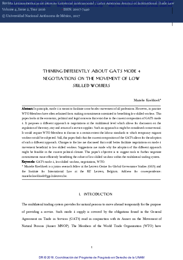 (PDF) Thinking differently about gats mode 4 negotiations on the ...