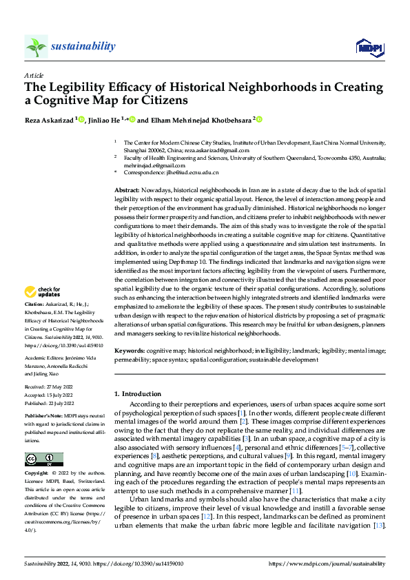 (PDF) The Legibility Efficacy of Historical Neighborhoods in Creating a ...