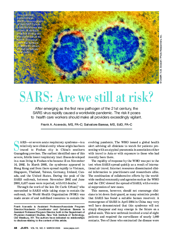 (PDF) sars: Are we still at risk?