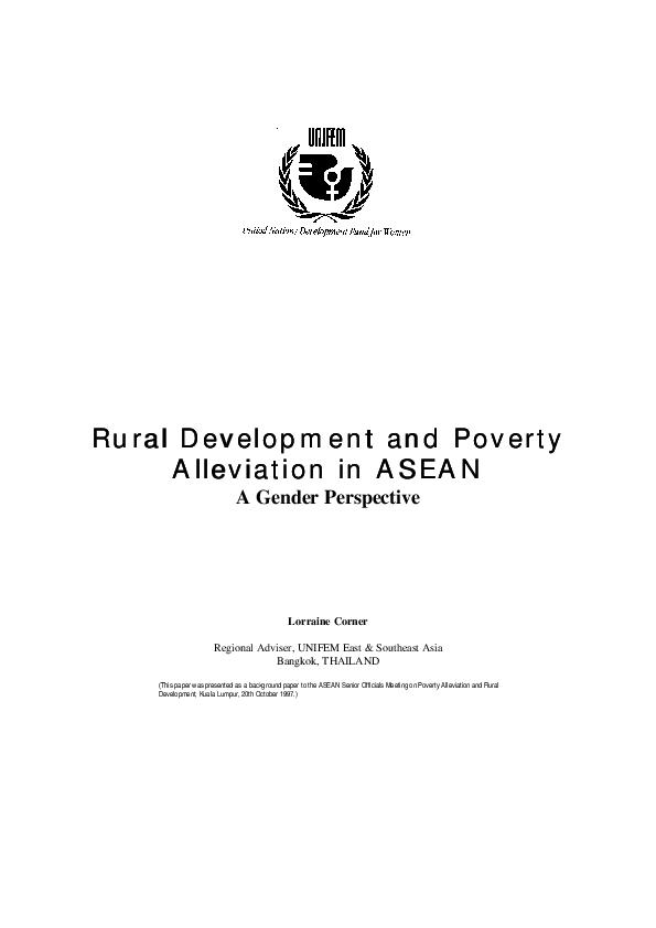 (PDF) Rural Development and Poverty Alleviation in ASEAN