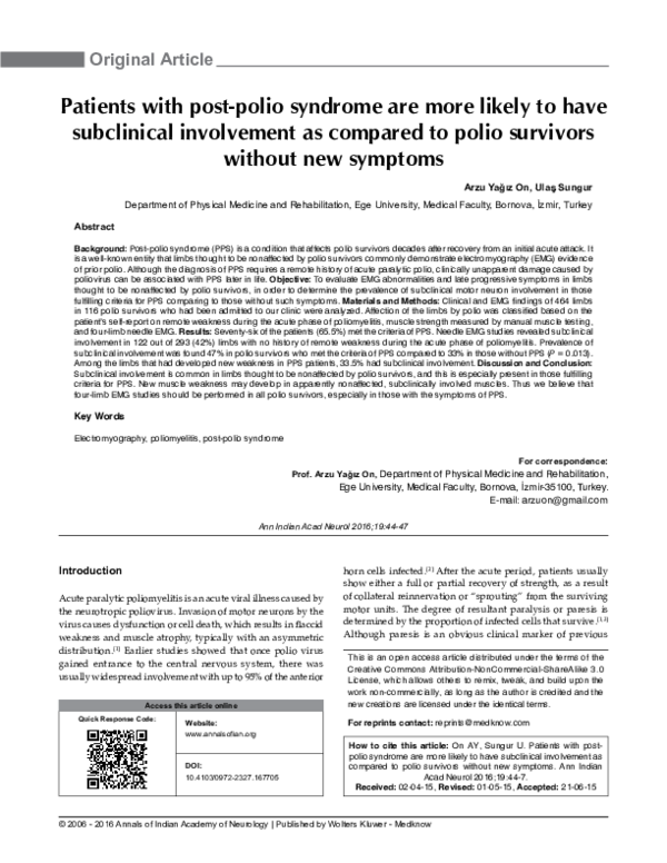 (PDF) Patients with post-polio syndrome are more likely to have ...