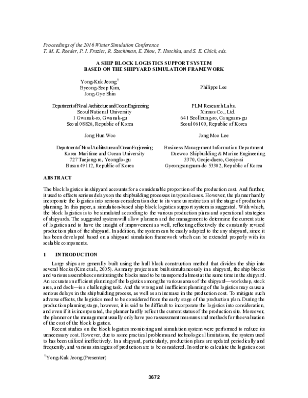 (PDF) A ship block logistics support system based on the shipyard simulation framework