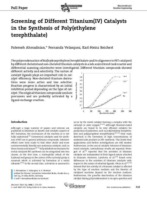 (PDF) Screening of Different Titanium (IV) Catalysts in the Synthesis ...