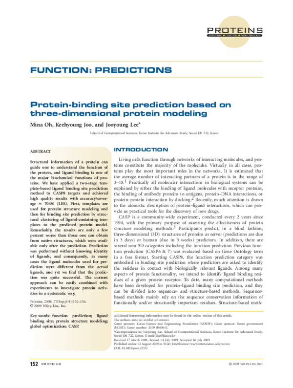 (PDF) Protein-binding site prediction based on three-dimensional ...