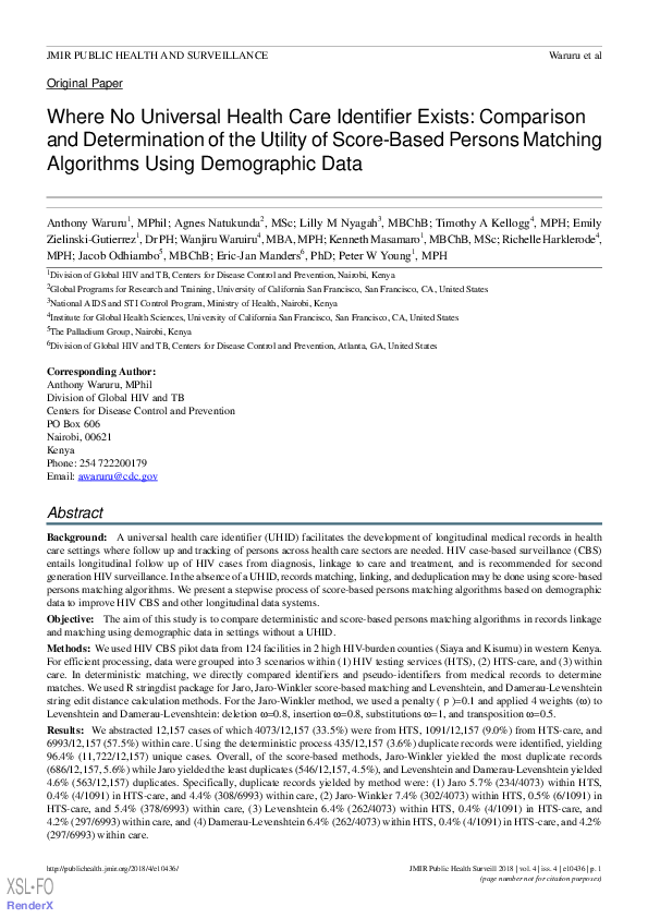 (PDF) Where No Universal Health Care Identifier Exists: Comparison and ...
