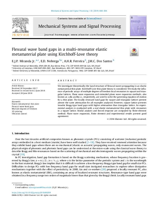 Pdf Flexural Wave Band Gaps In A Multi Resonator Elastic Metamaterial