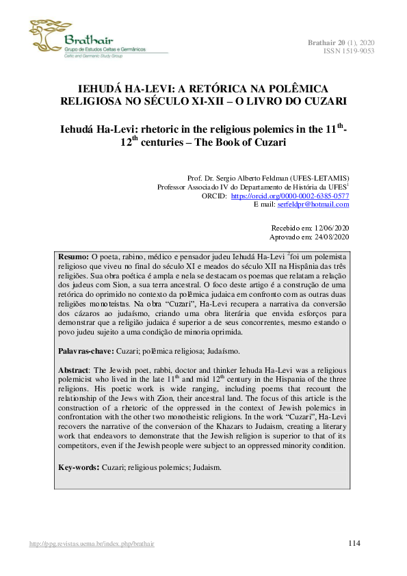 (PDF) Iehuda Ha-Levi: a retórica na polêmica religiosa no século XI-XII ...